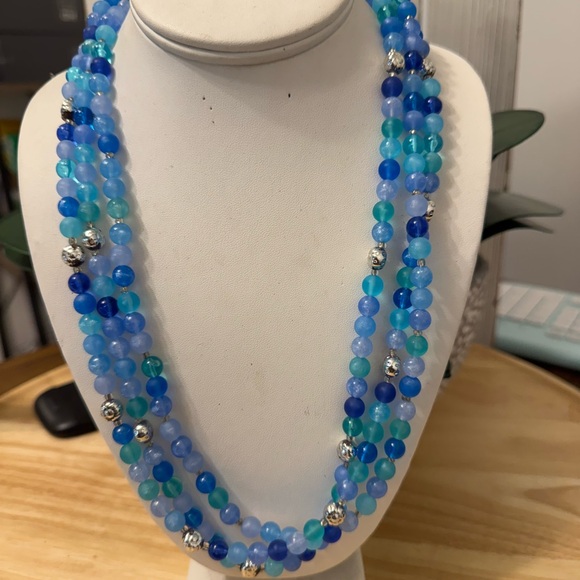 Jewelry | Elegant Blue Beaded Necklace | Poshmark